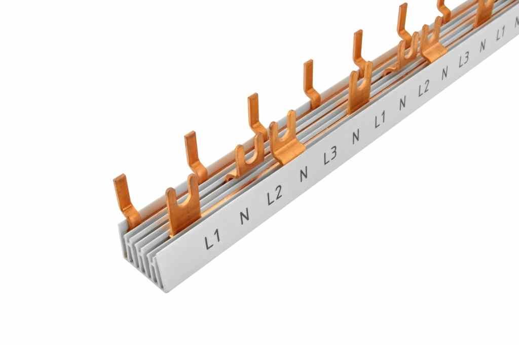 Prop. lišta G/S-L1+N-L2+N-L3+N-1000/16P, vidlička+kolík, 4-pól., 80A, rozteč 17,8+9mm 1000 ...