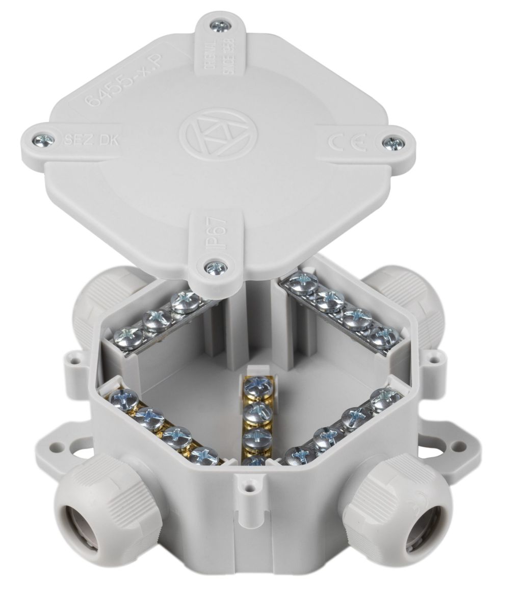 Krabice vodotěsná 6455-11 5.P/2 acidurka 5-pólová šedá vývodky 16mm SEZ | bbelektro.cz